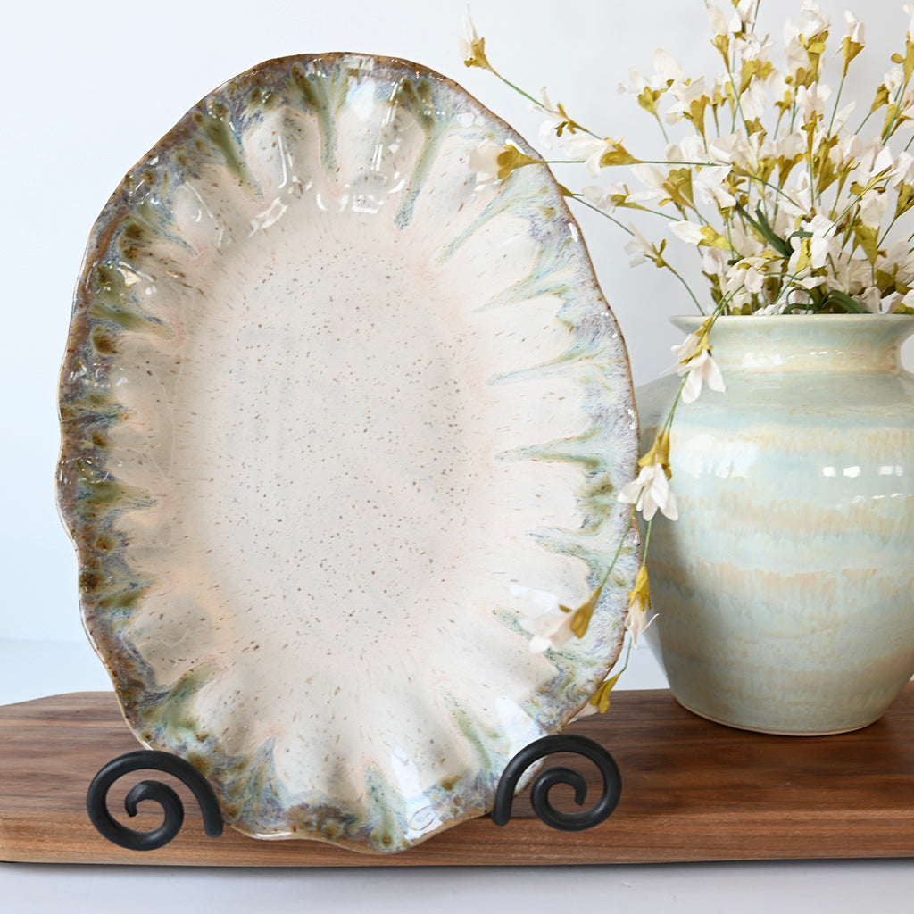 Fluttered Oval Platter Botanical | Mississippi made product handcrafted ...