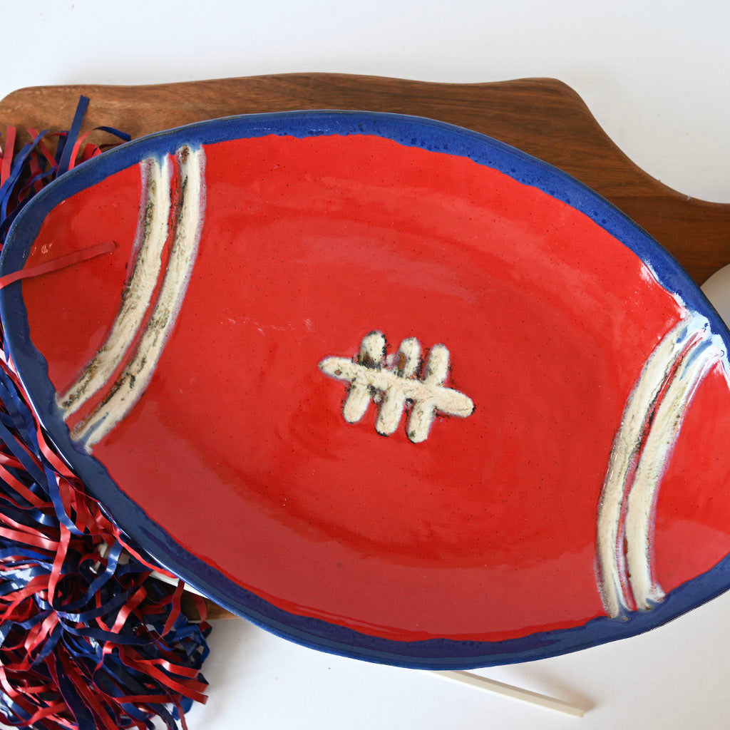 Football Platter Red & Blue | Mississippi Made Gifts ...