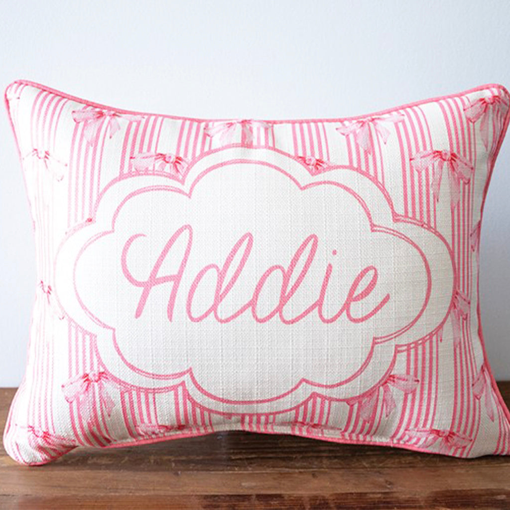 Custom Pink Bow Girl Name Pillow | Mississippi made product handcrafted ...