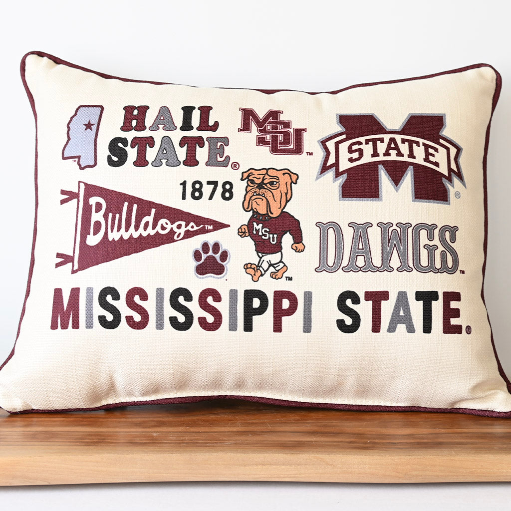 Mississippi State Icons Rectangle Pillow | Mississippi Made Gifts