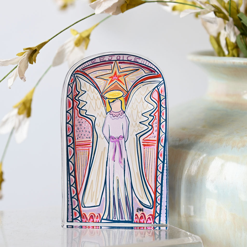 Pink Stained Glass Angel Acrylic Block | Mississippi Made Gifts