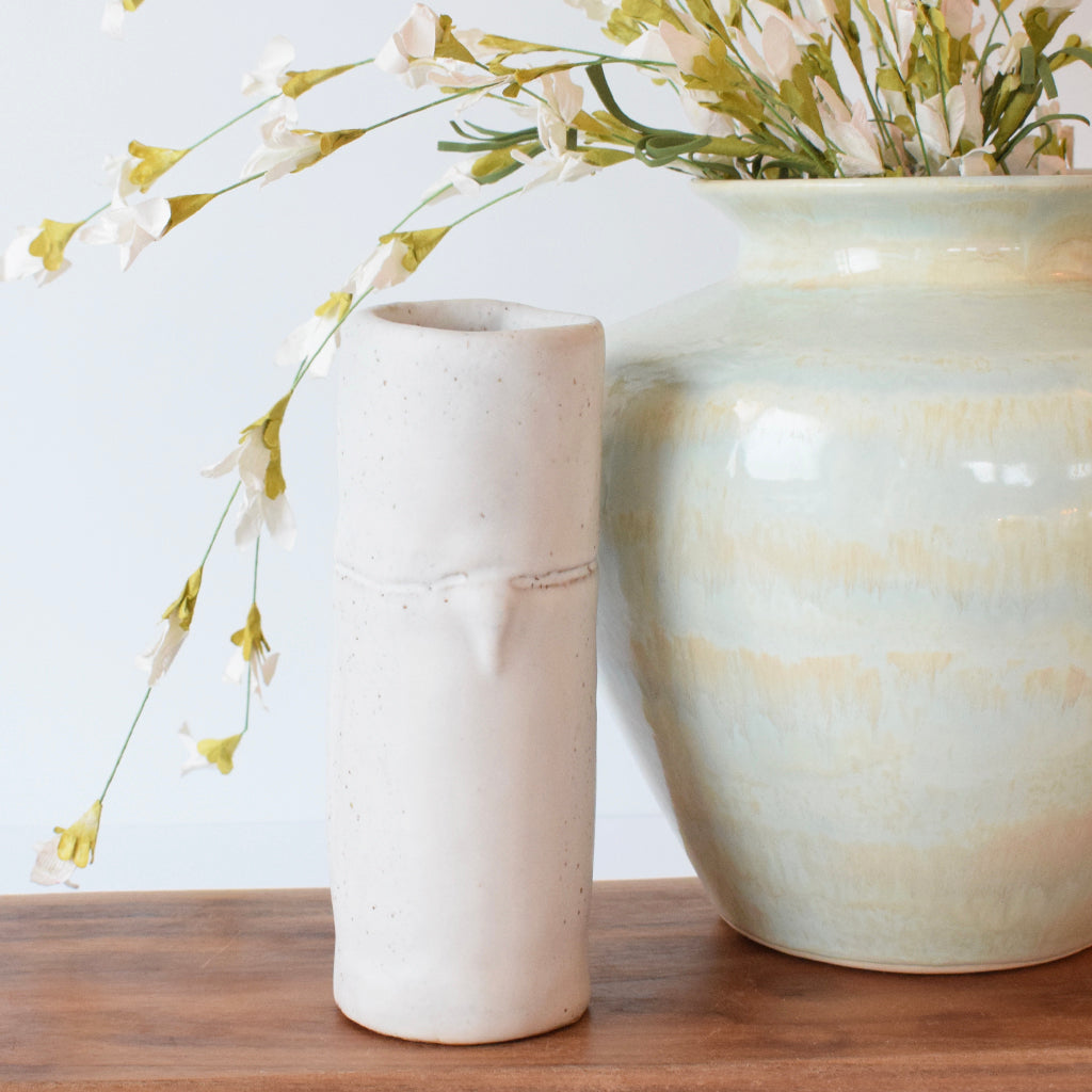 Bamboo Cylinder Vase White | TheMississippiGiftCompany.com