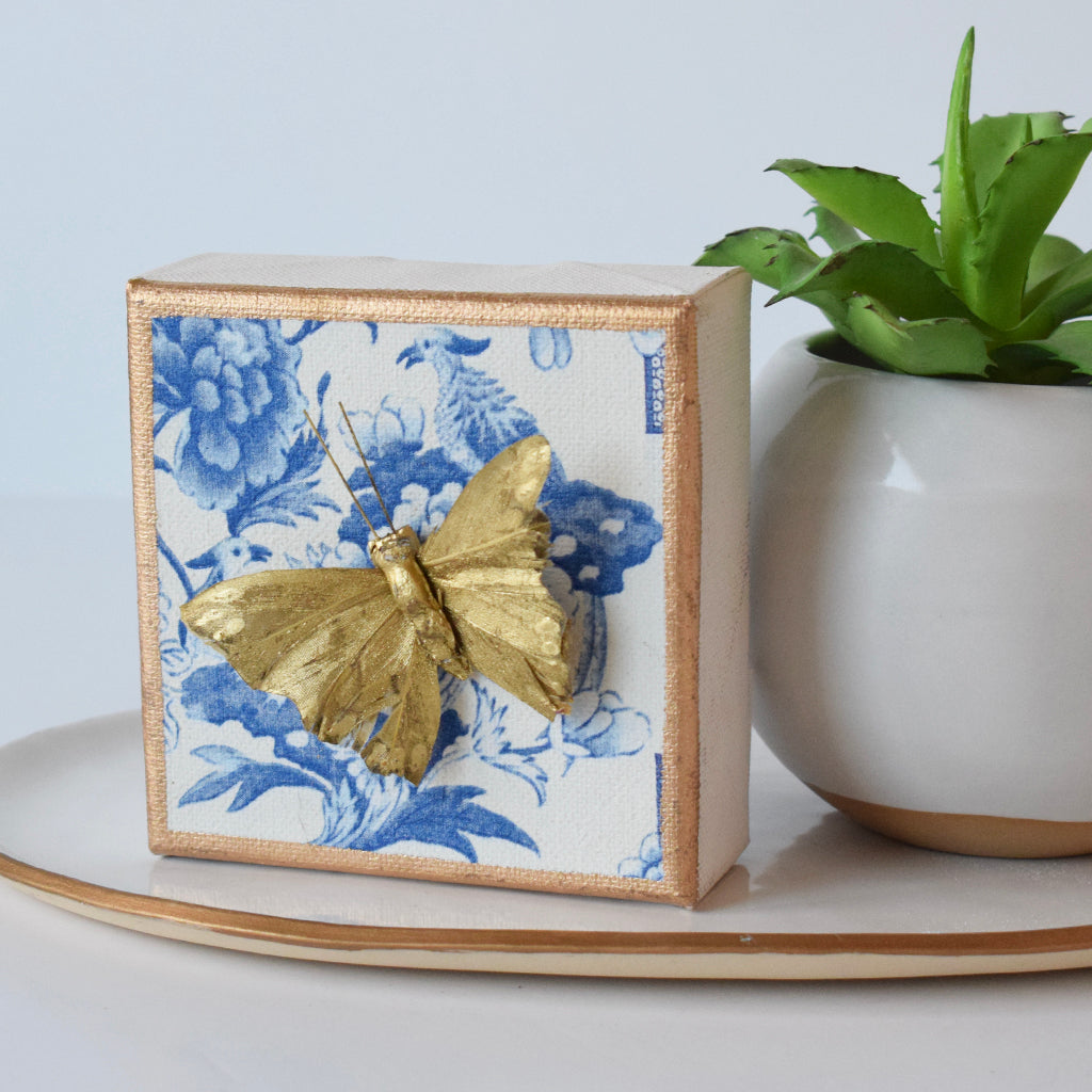 Butterfly Canvas - Blue & White | Mississippi Made Gifts