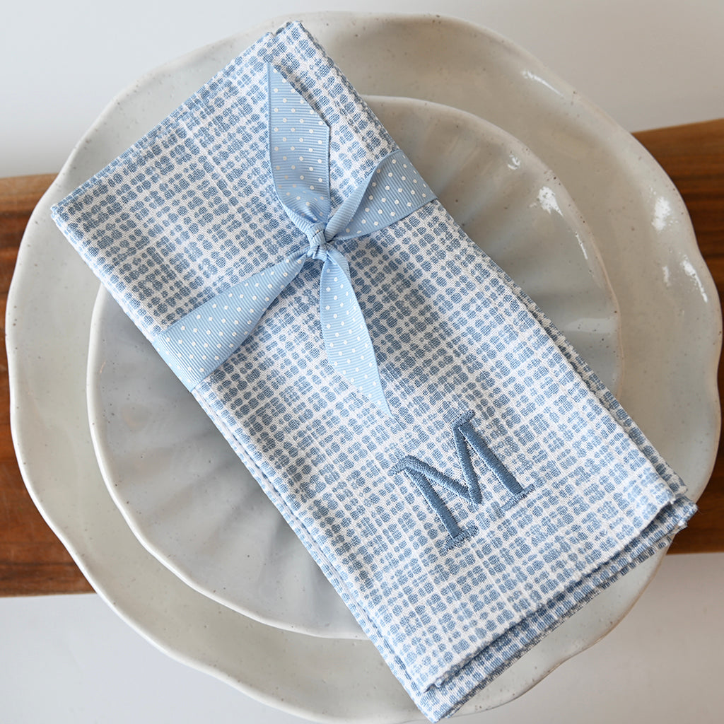 Blue Initial Dinner Napkins | Mississippi made product handcrafted by ...
