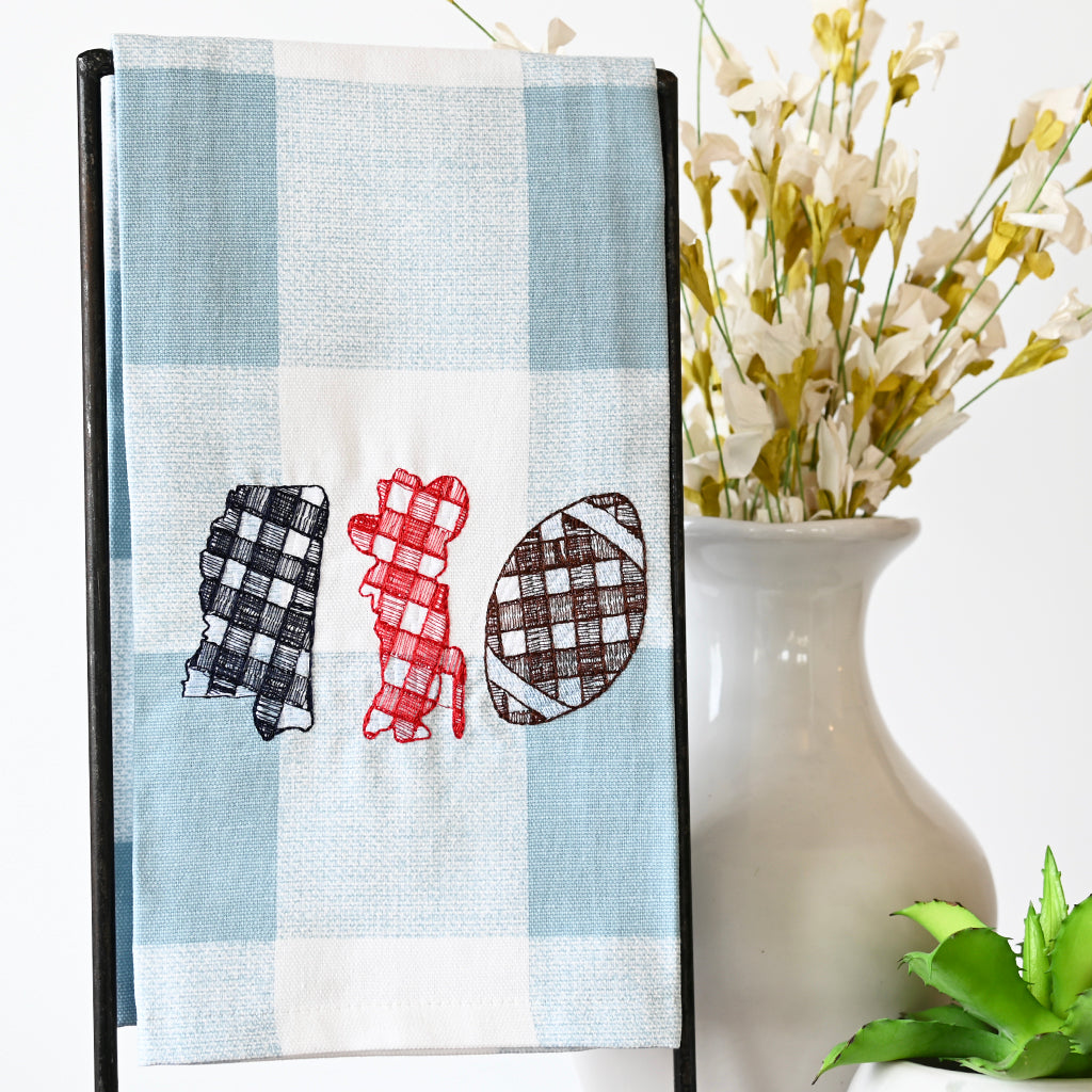 Ole Miss Plaid Symbols Hand Towel | Mississippi Made Gifts